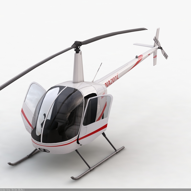 robinson r22 helicopter 3d obj