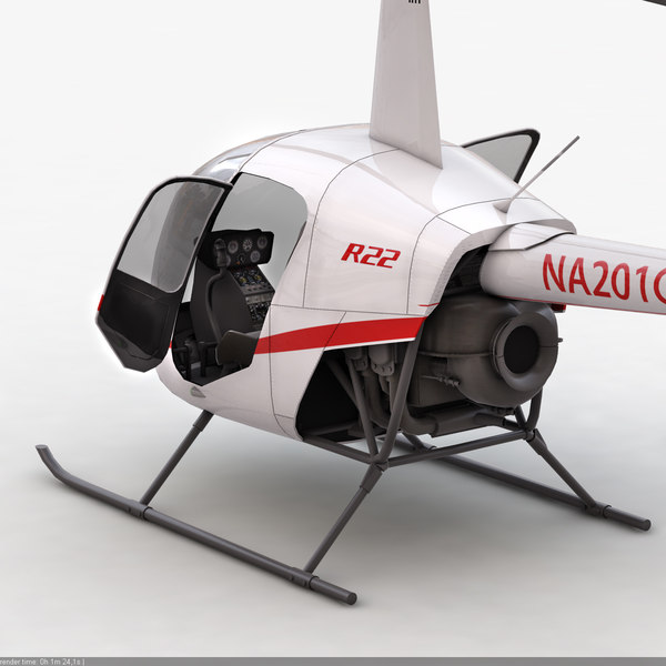 robinson r22 helicopter 3d obj