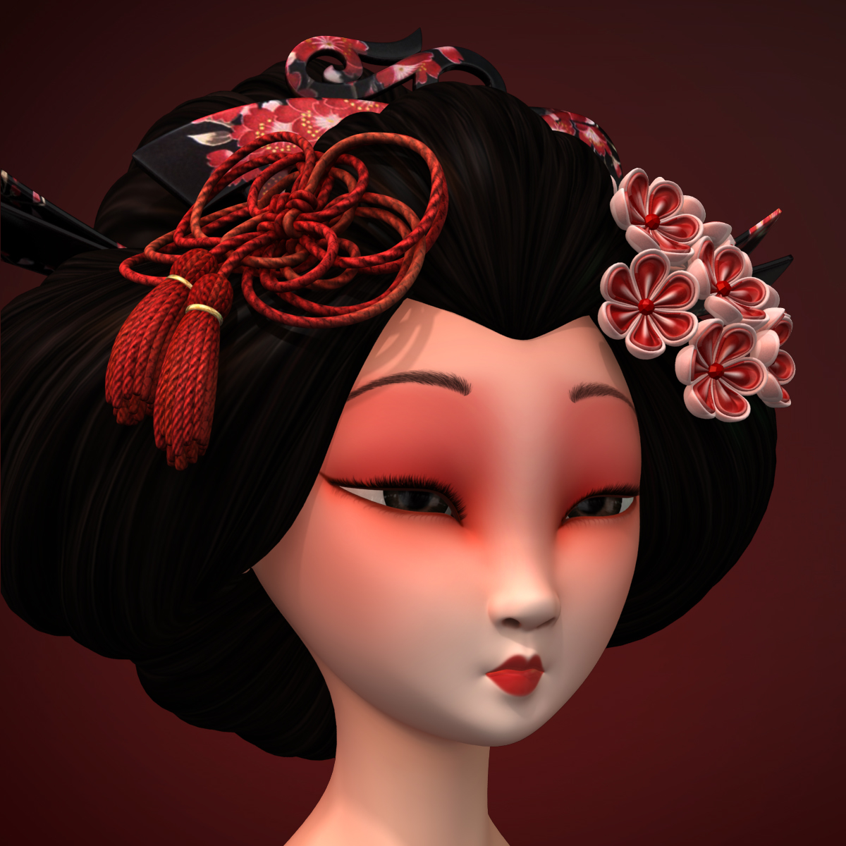 geisha head 3d max