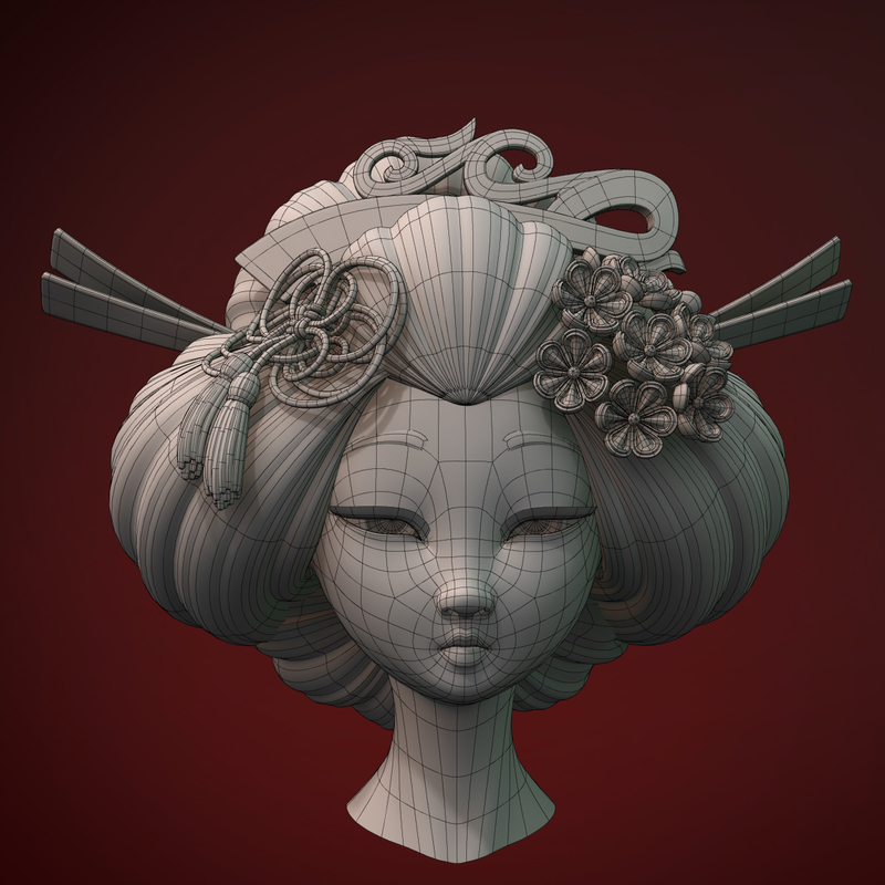 geisha head 3d max
