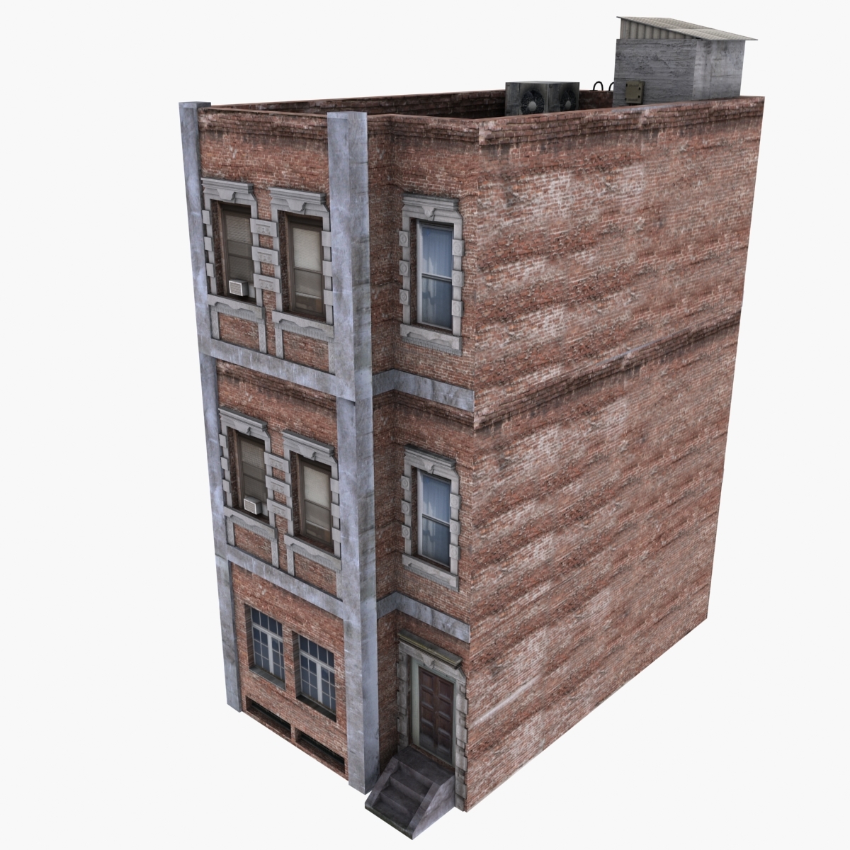 3d 3 story apartment building