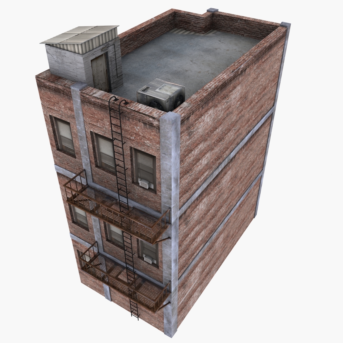 3d 3 story apartment building
