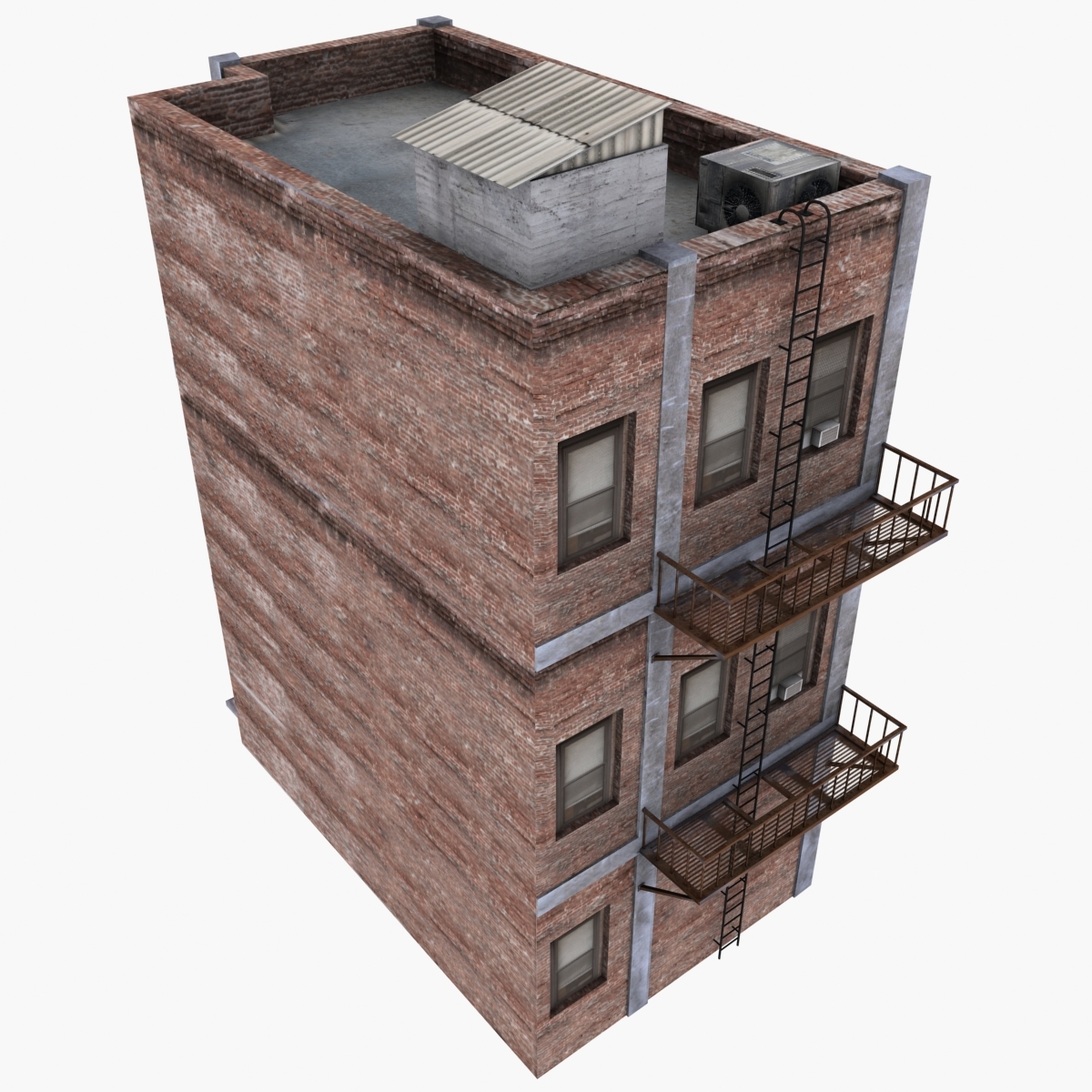 3d 3 story apartment building