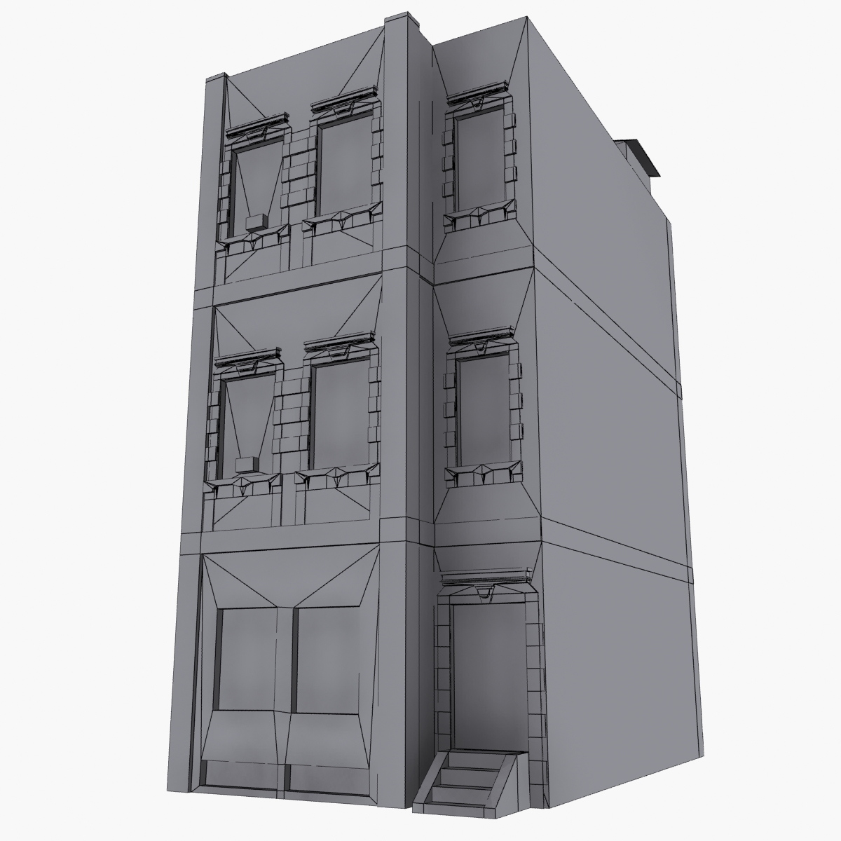 3d 3 story apartment building