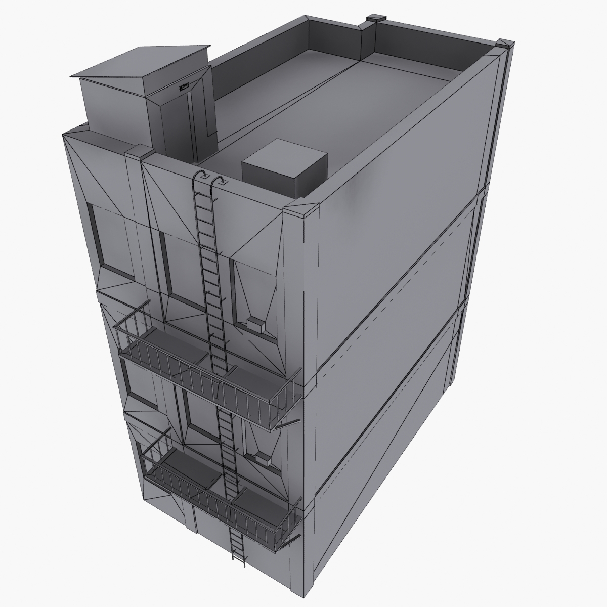 3d 3 story apartment building