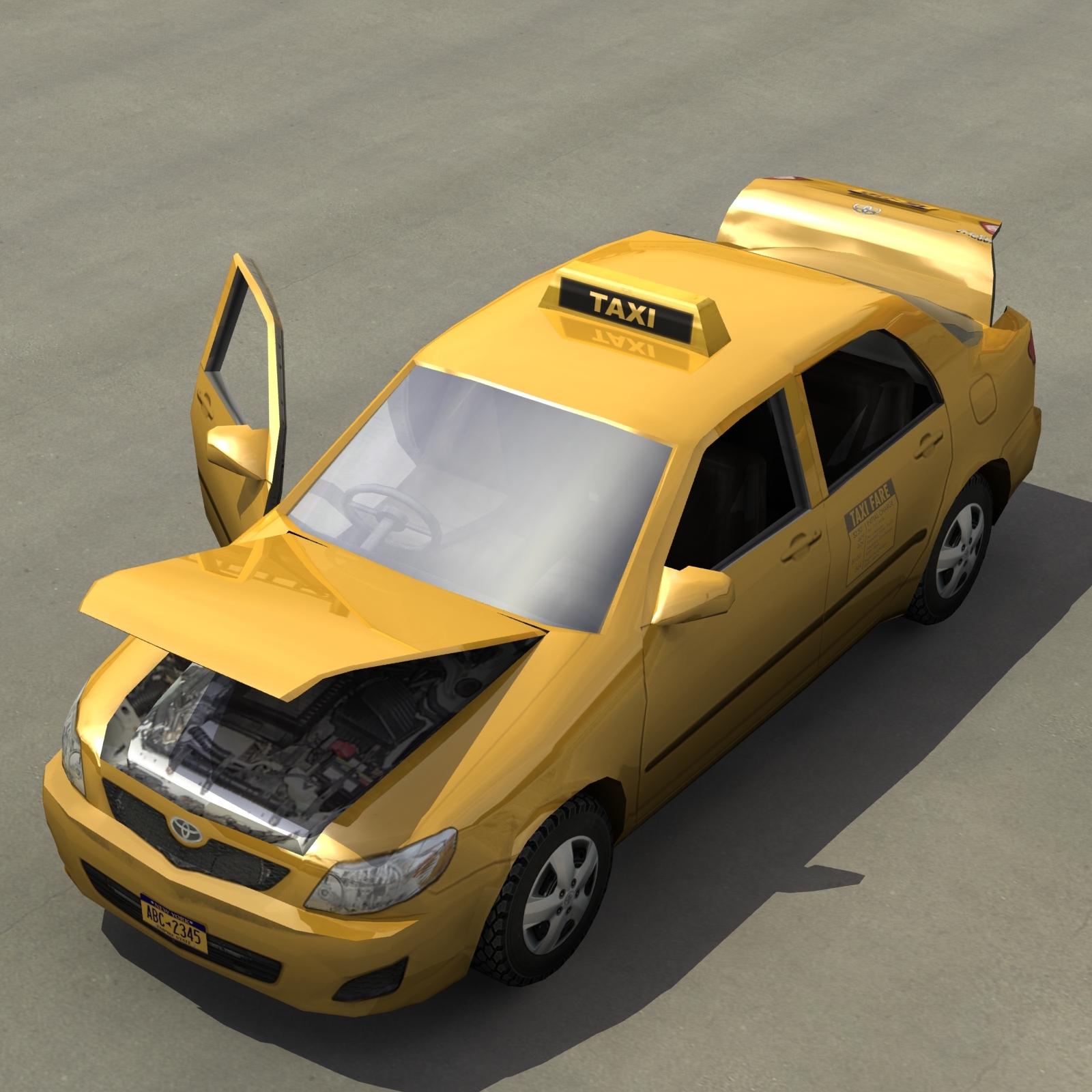 toyota corolla taxi cab 3d model
