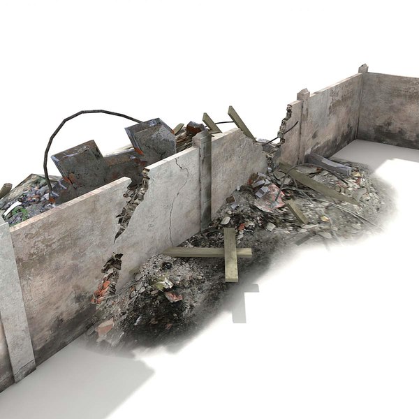 3d model rubble wall ruined