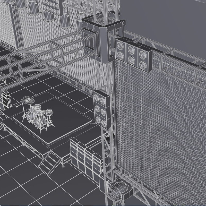 3d model mega live stage set