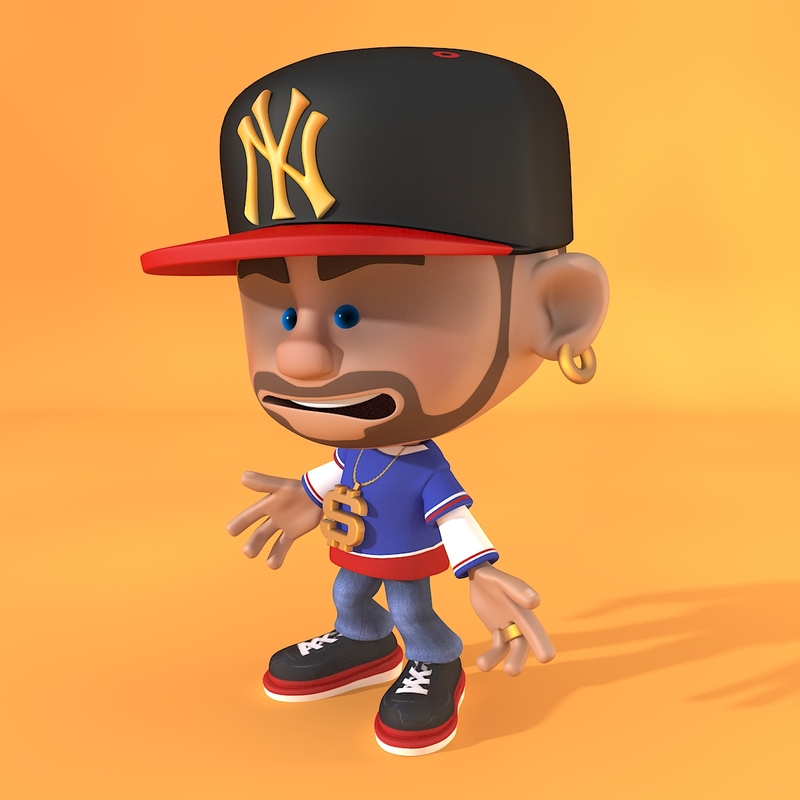 rapper cartoon rigged model