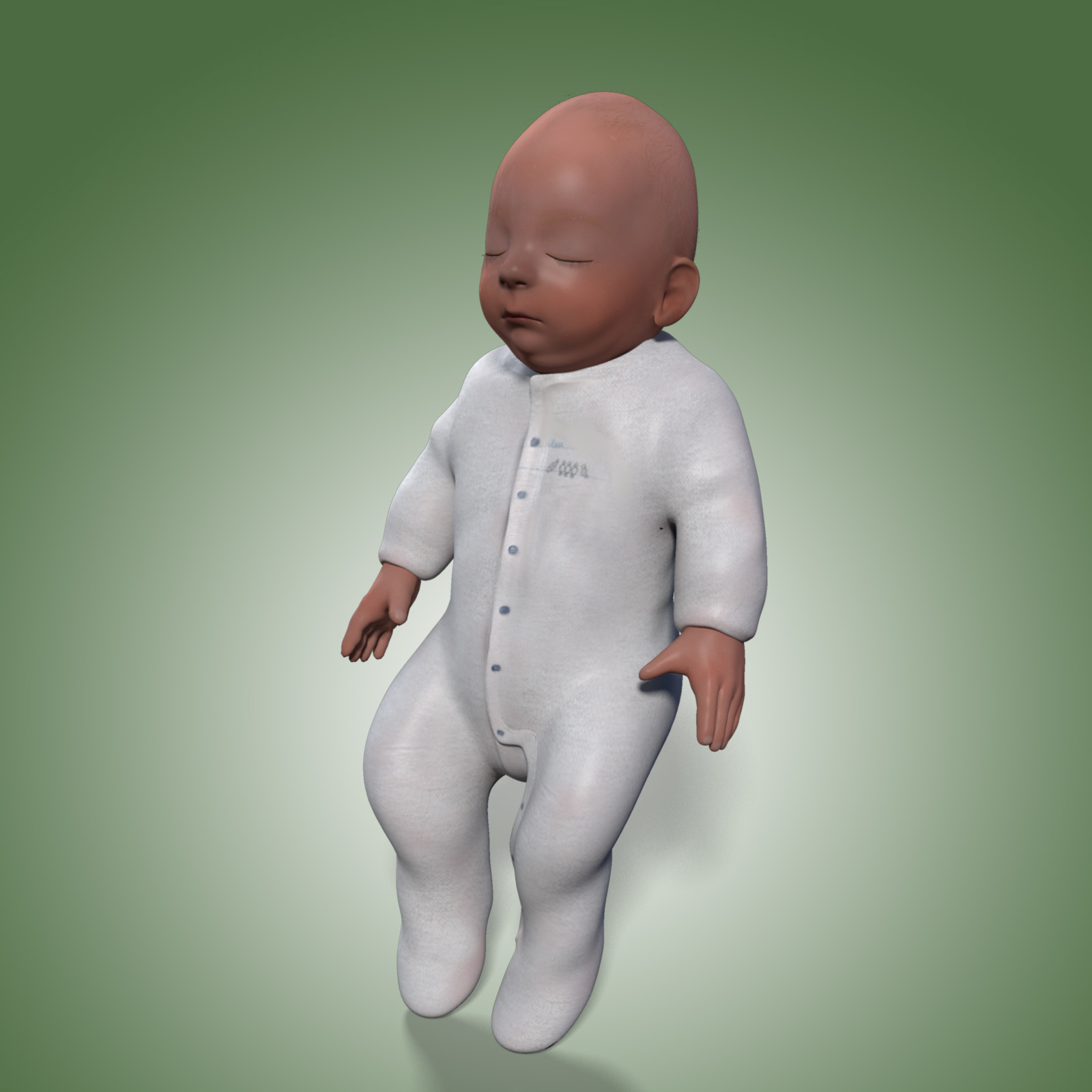 3d newborn baby girl rigged model