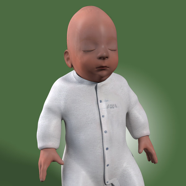 3d newborn baby girl rigged model