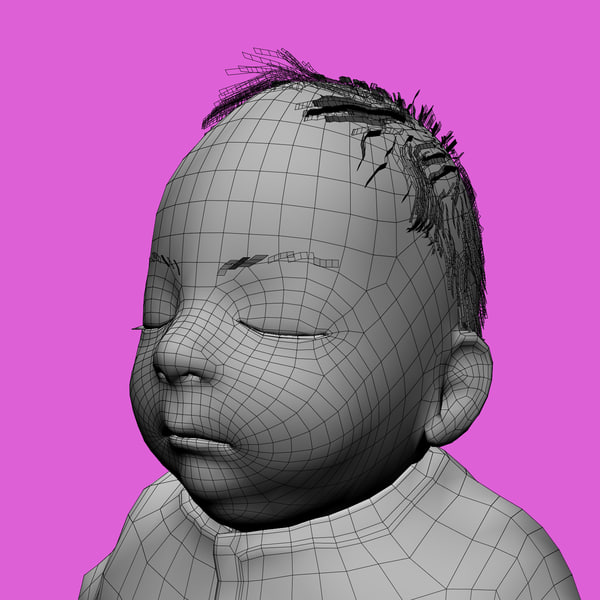 3d newborn baby girl rigged model