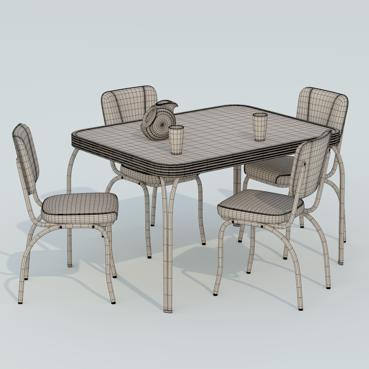 3d chrome dinette set table model