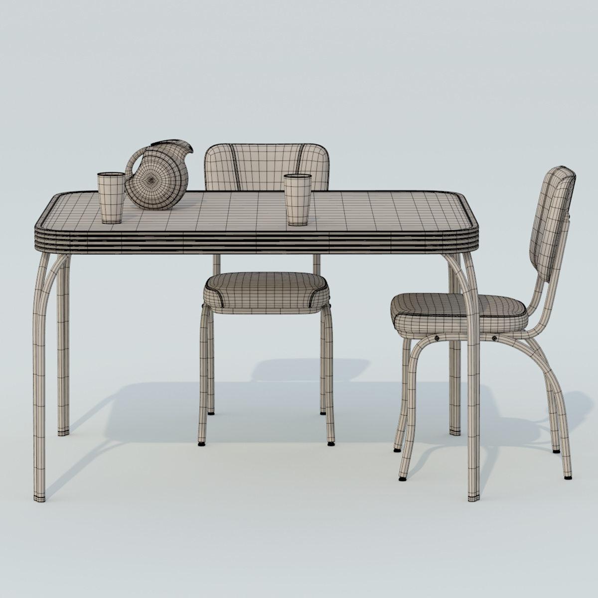 3d chrome dinette set table model