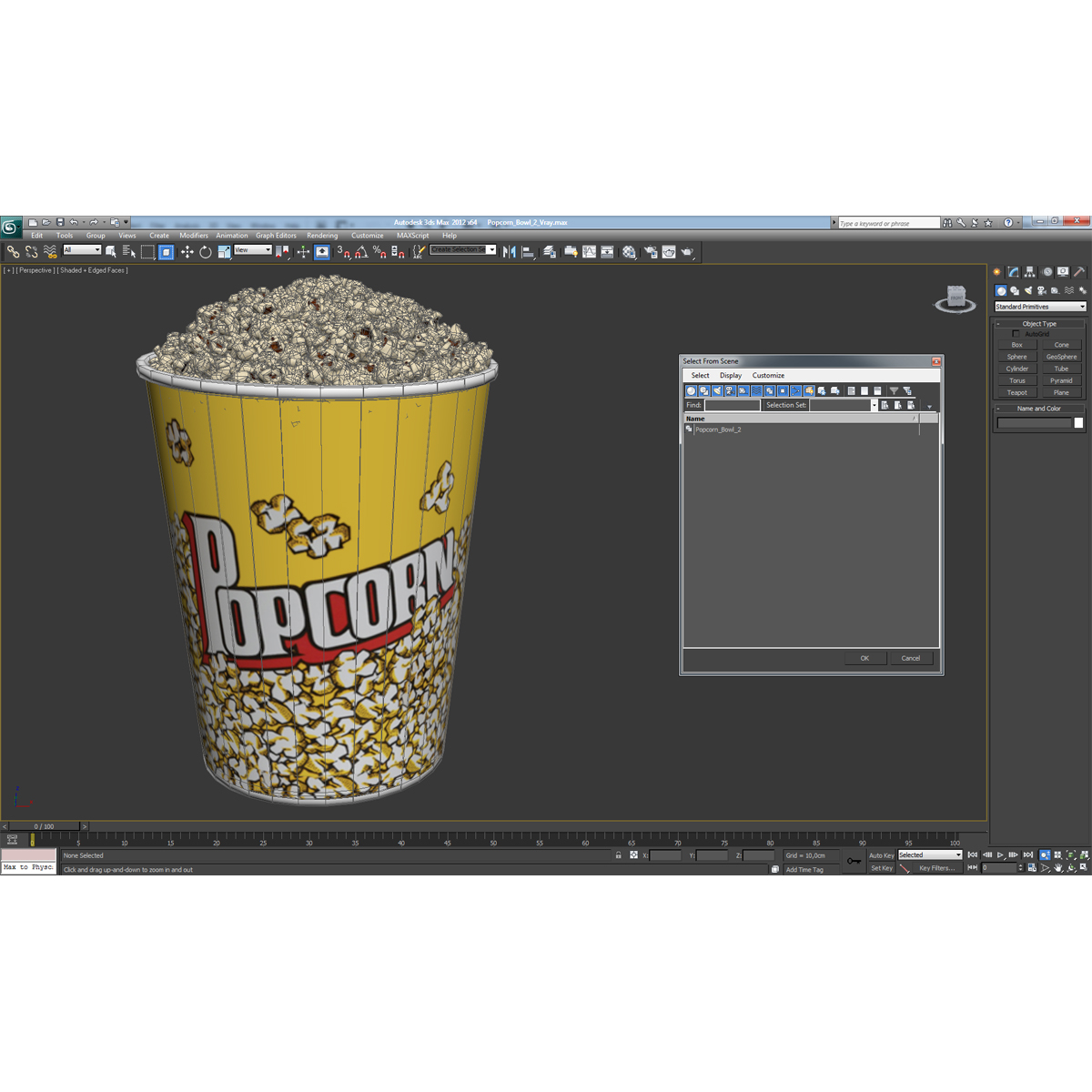 3d popcorn bowl 2 model