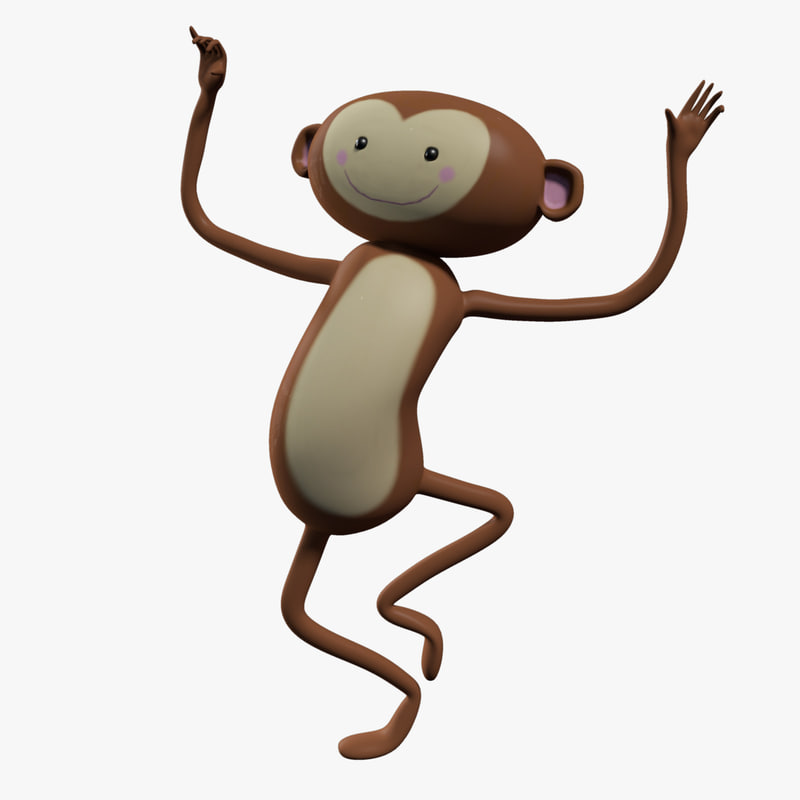 3d cartoon monkey character rigged model