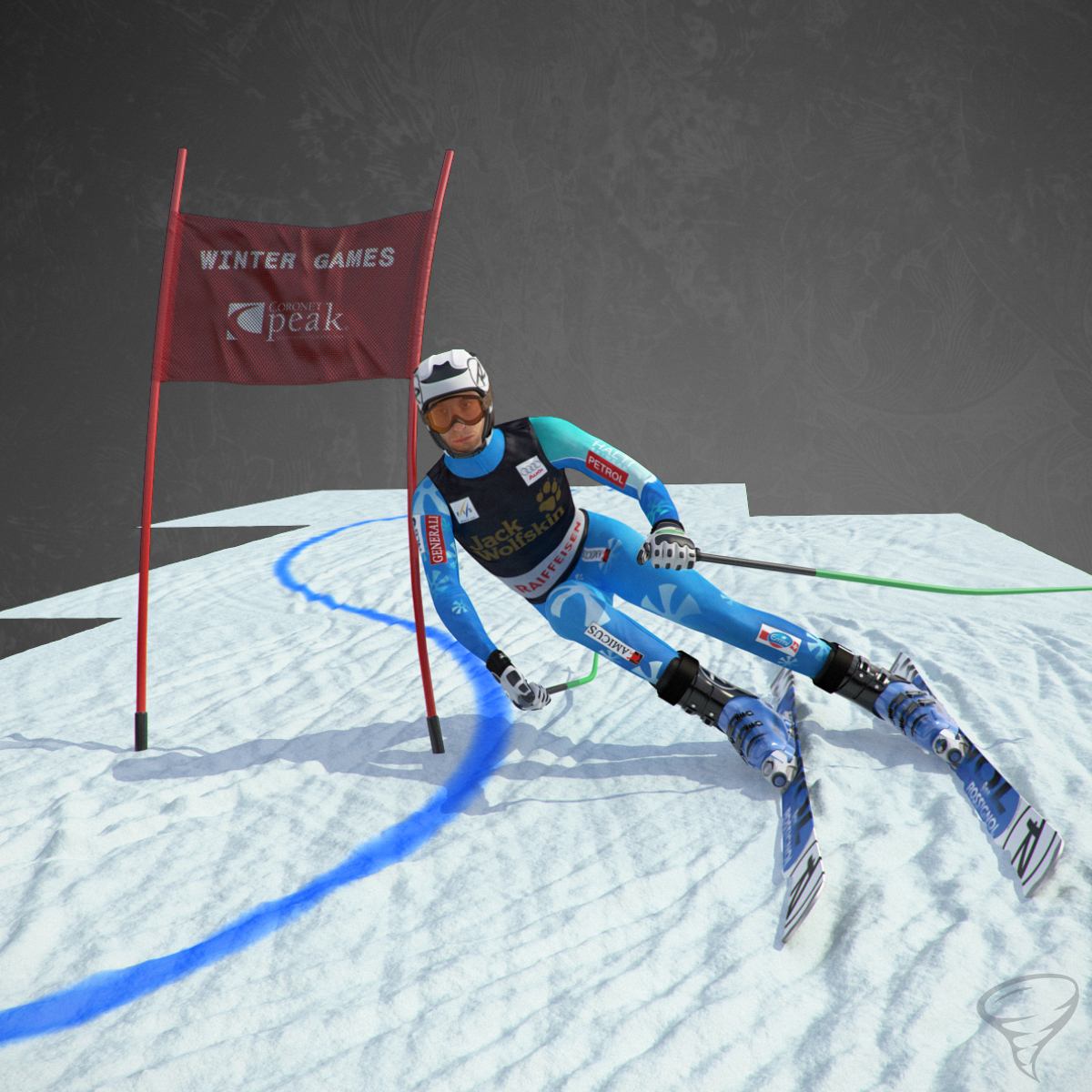 3d model alpine skiing player