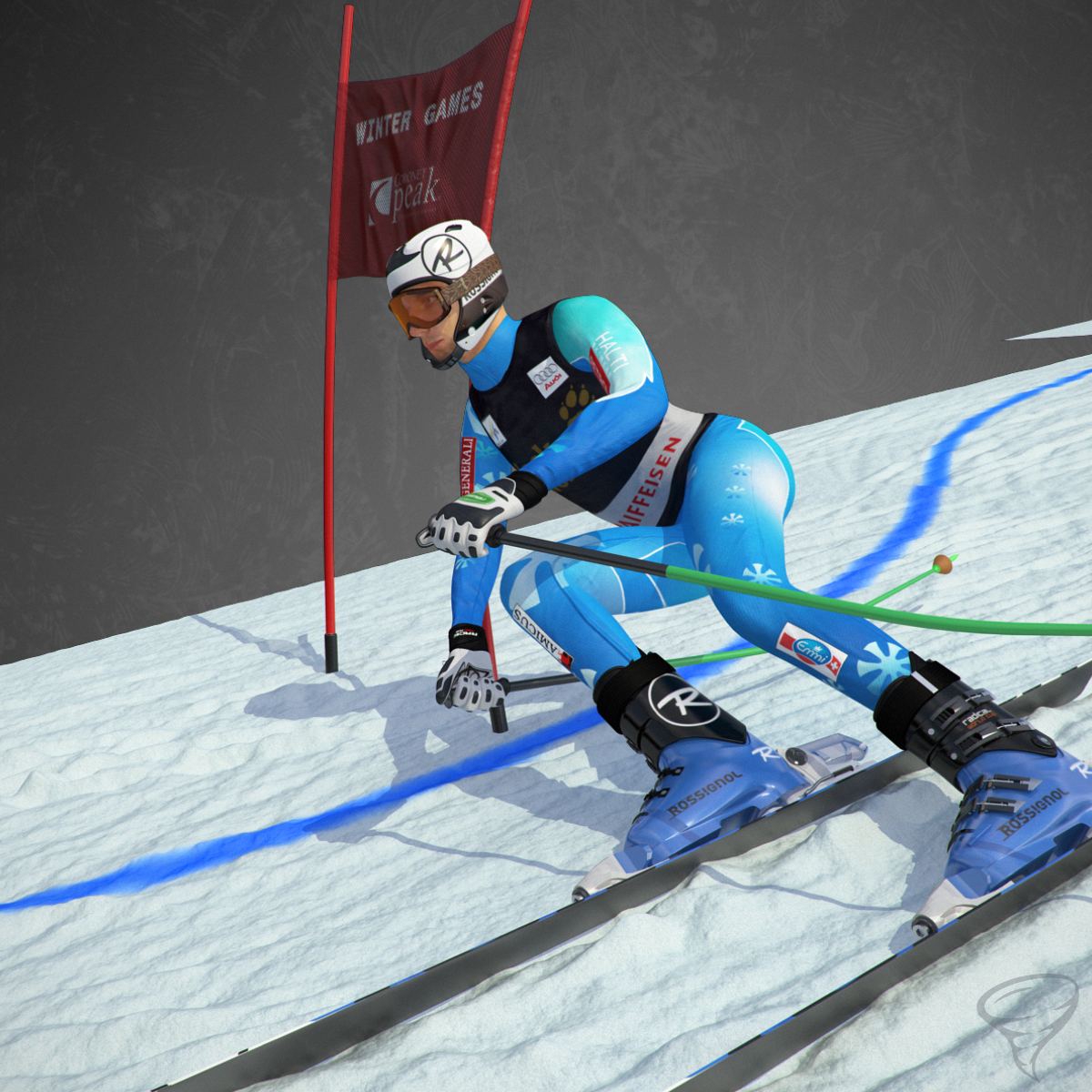 3d model alpine skiing player