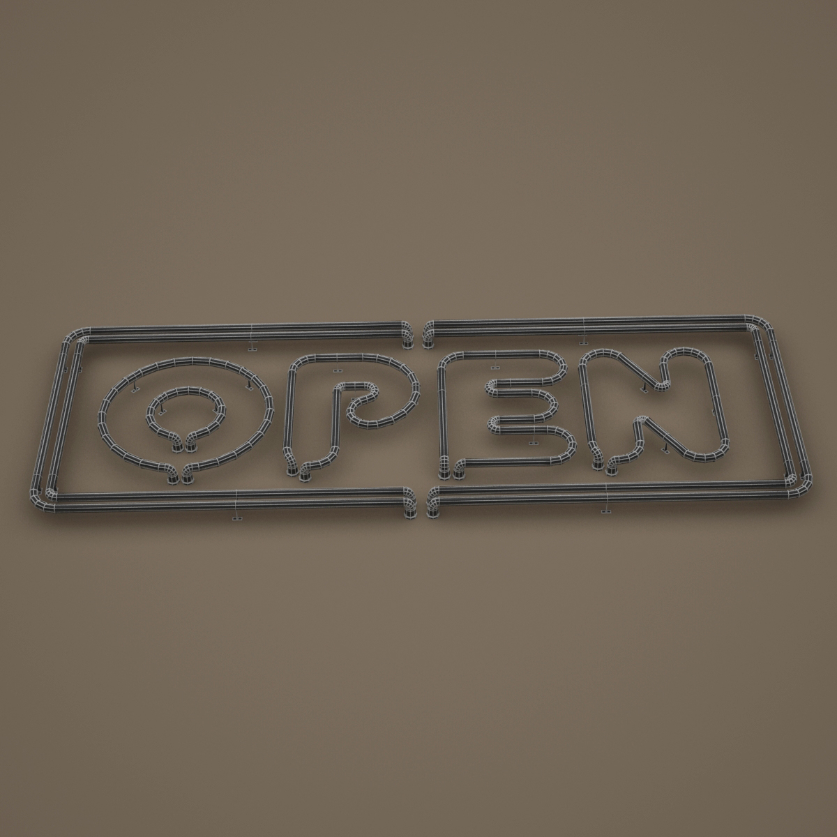 3d open sign neon model