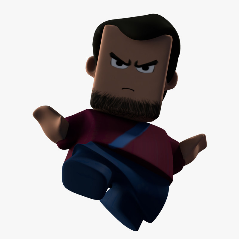 3d cartoon squared character rigged model