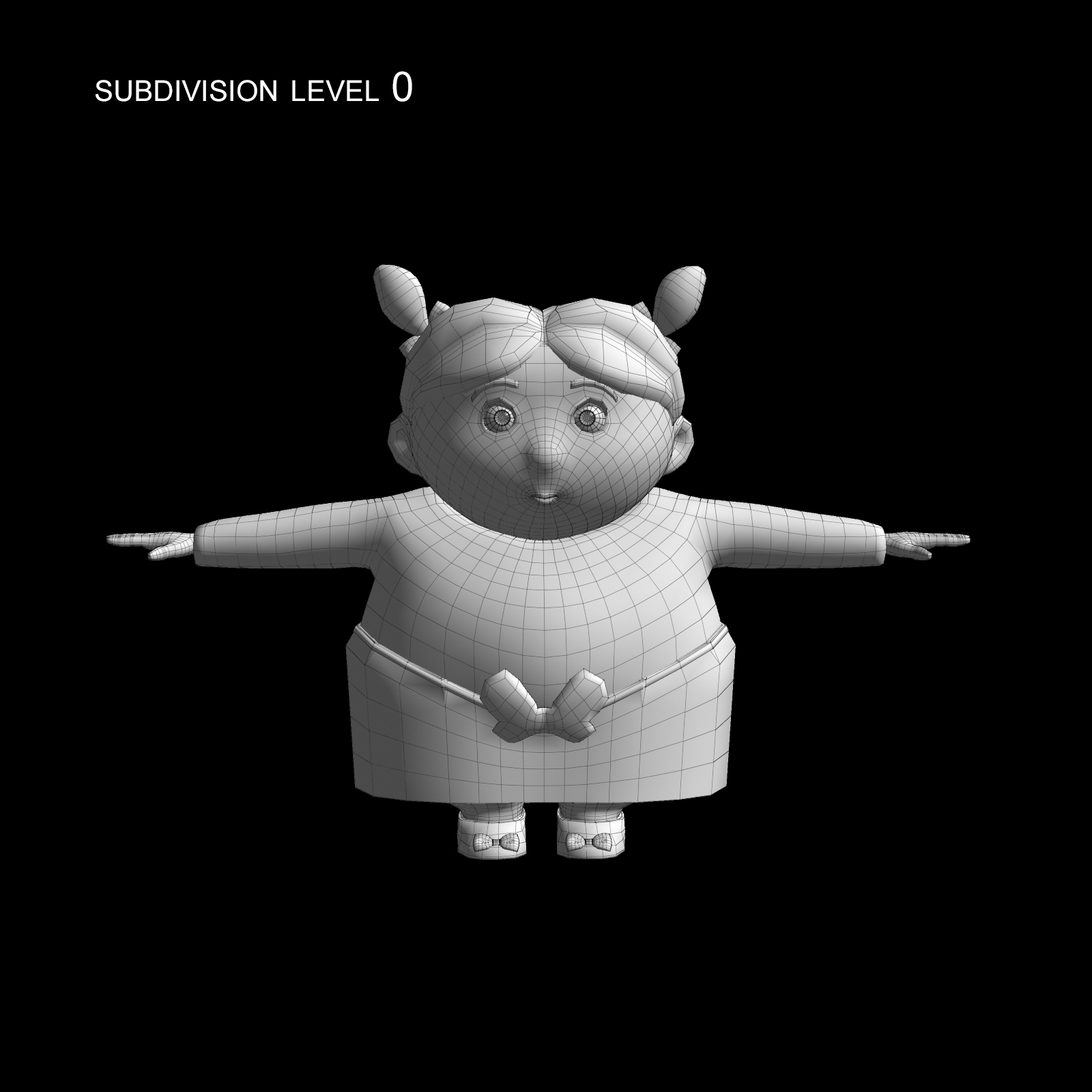 cute kid girl character 3d model