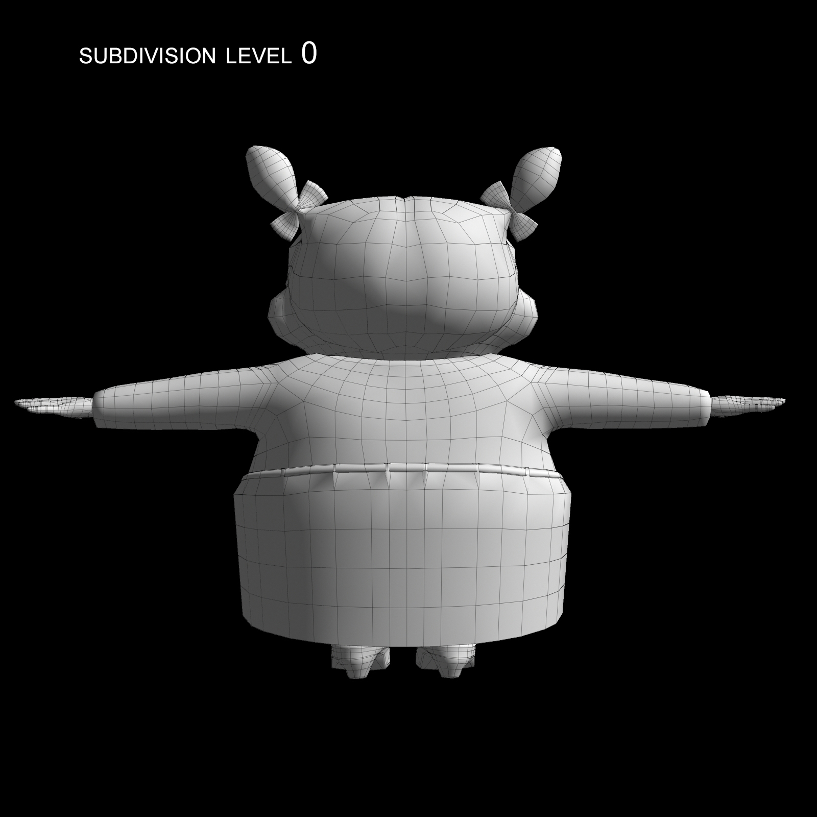 cute kid girl character 3d model