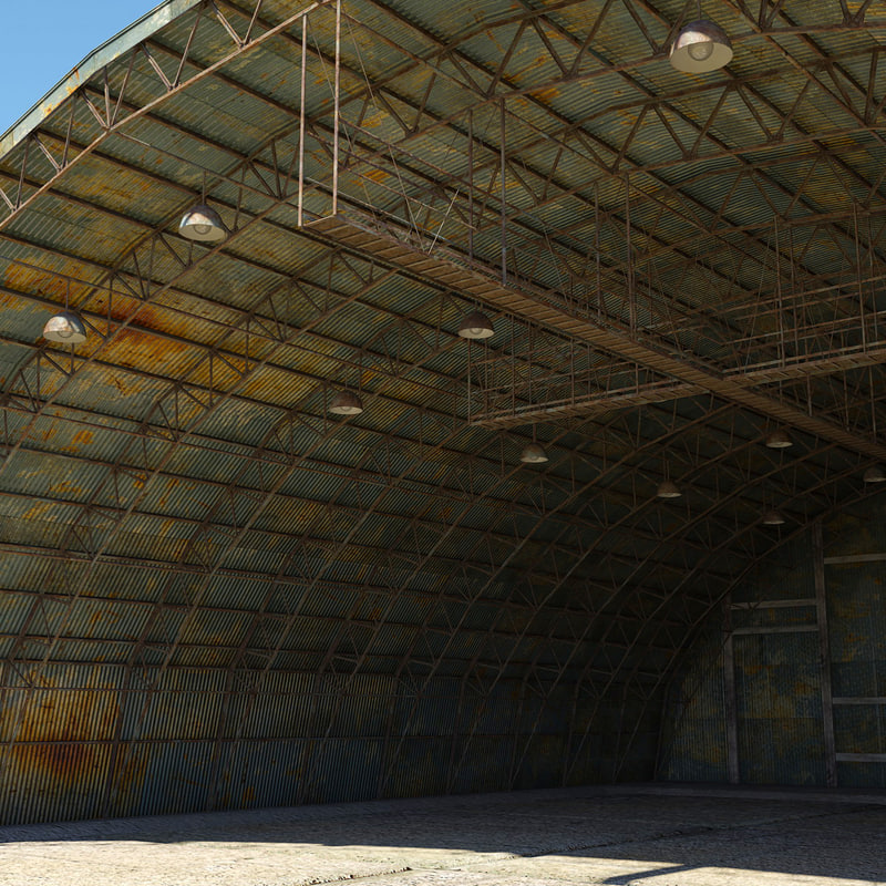 3d old military hangar model