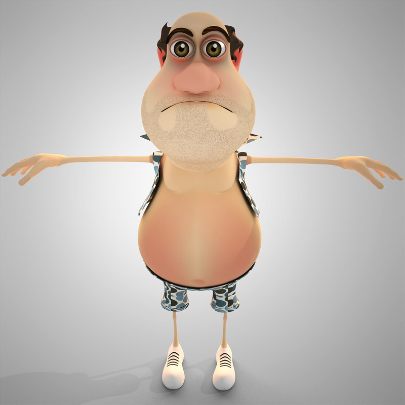 cartoon big man character 3d mode