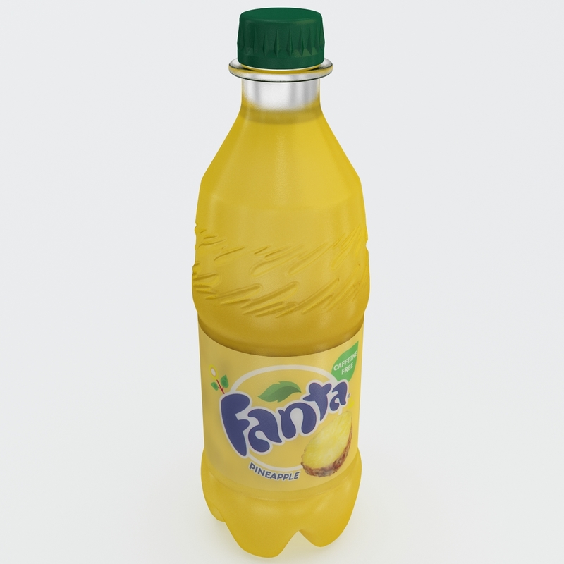 3d fanta pineapple bottle model
