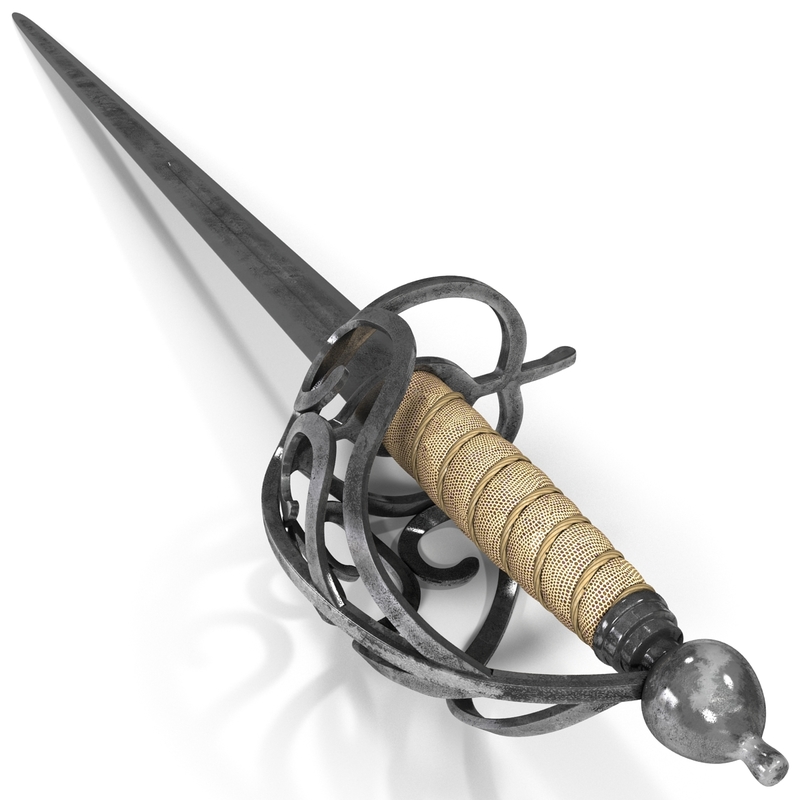 basket hilted sword weapon 3d 3ds