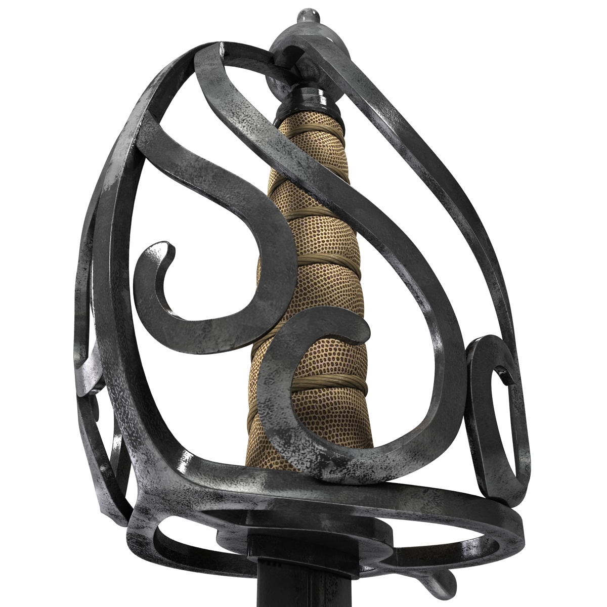 basket hilted sword weapon 3d 3ds