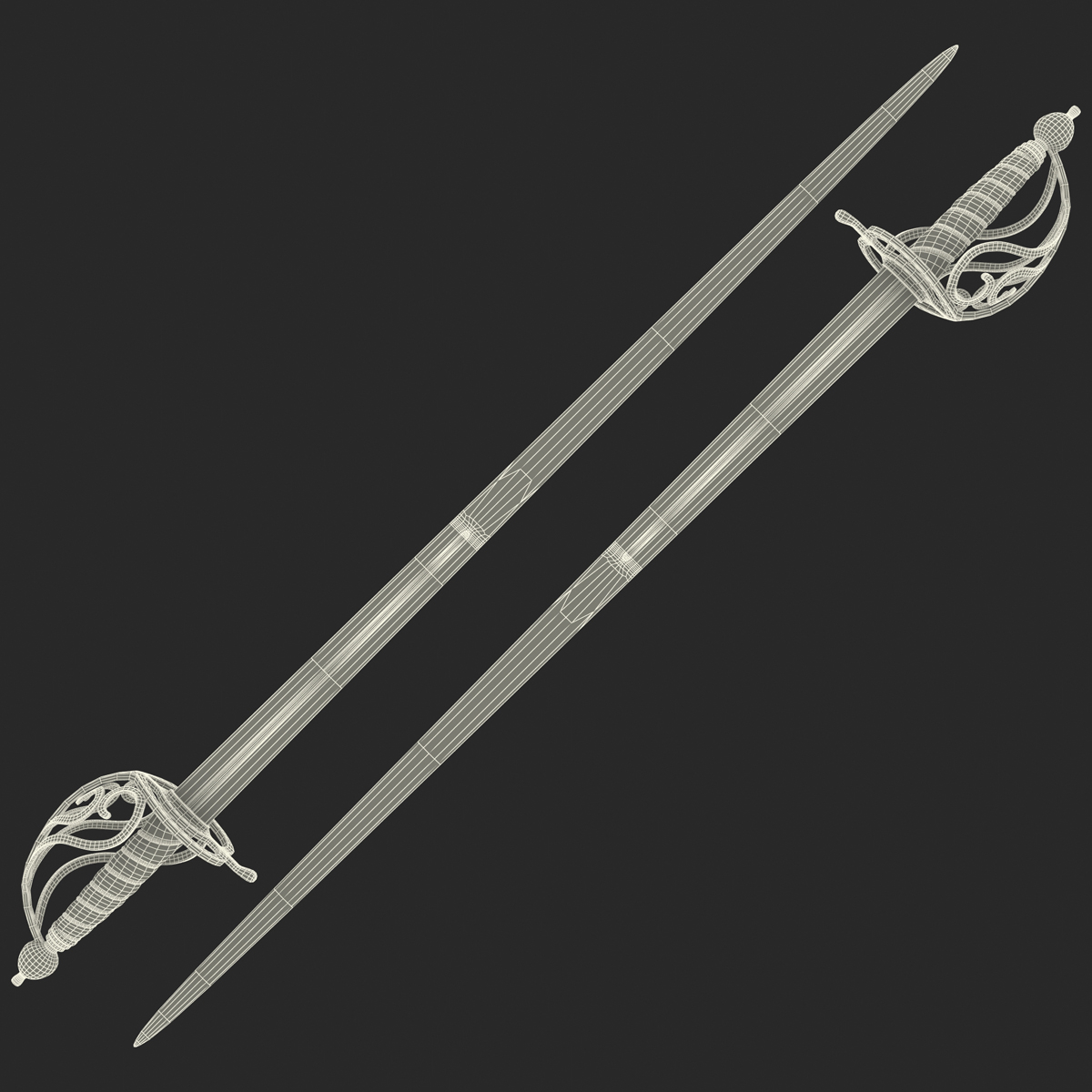 basket hilted sword weapon 3d 3ds