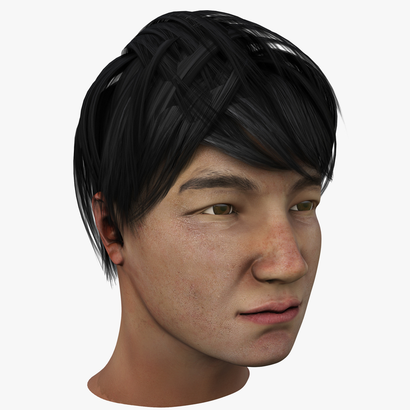 asian man head 3d model