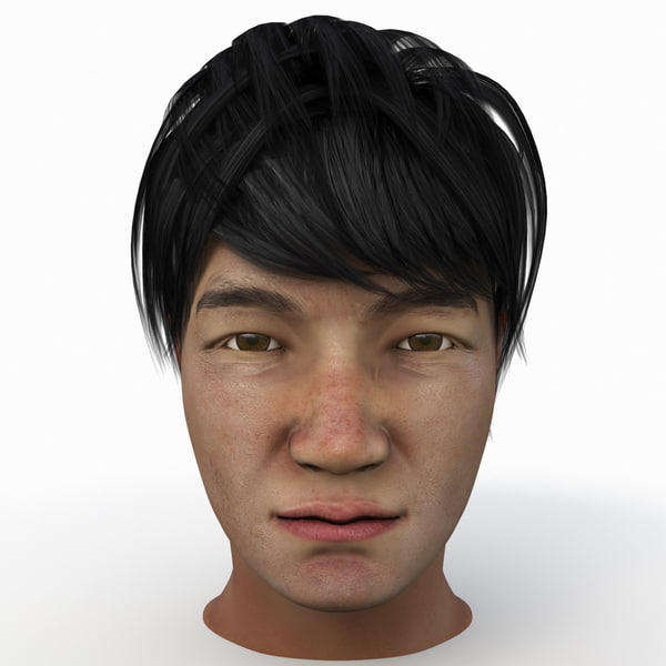 asian man head 3d model