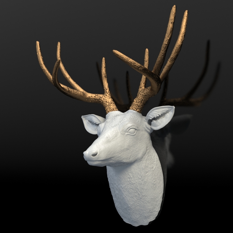 3d white faux taxidermy deer