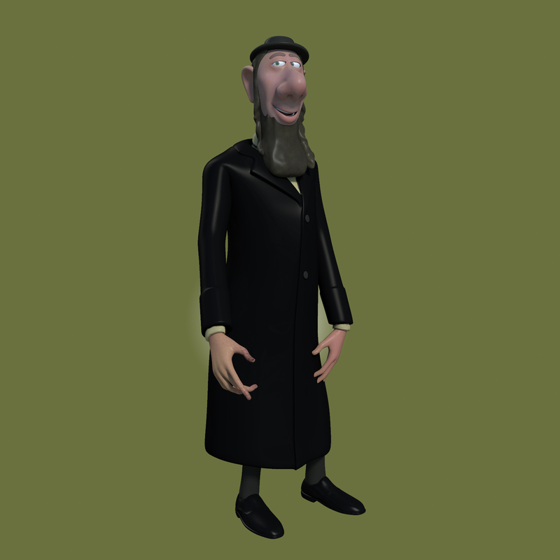 rabbi cartoon character 3d fbx