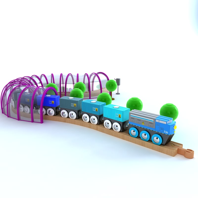 kids train set locomotive 3d model