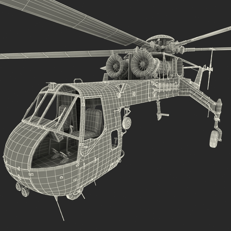 sikorsky s-64 skycrane helicopter 3d max