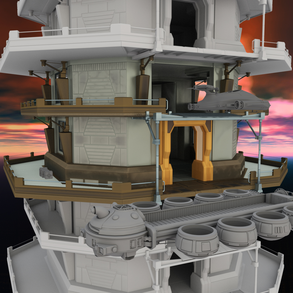 3ds max sci-fi landing place