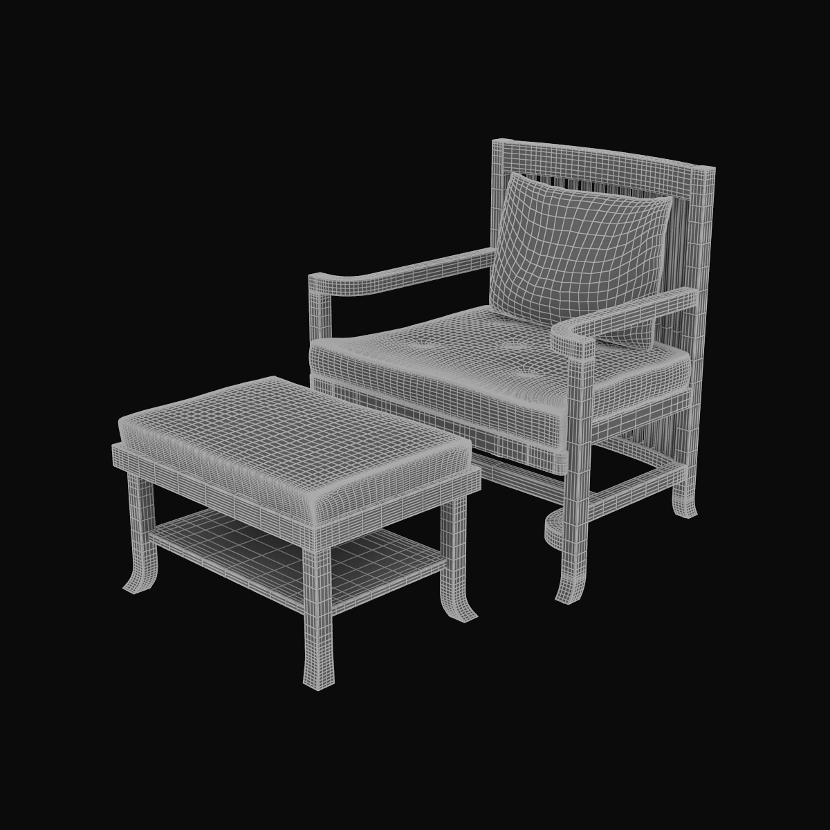 max frank lloyd spindle chair ottoman