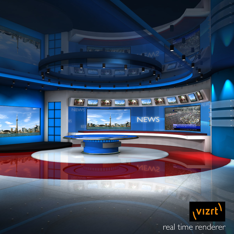 european virtual set news studio 3d model