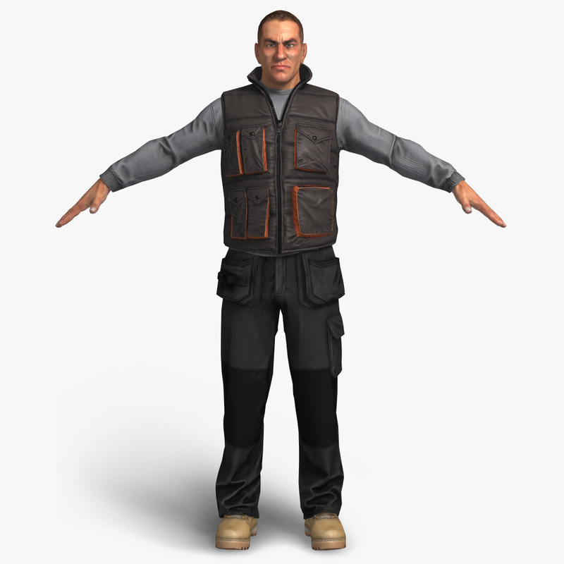 3d male workman man