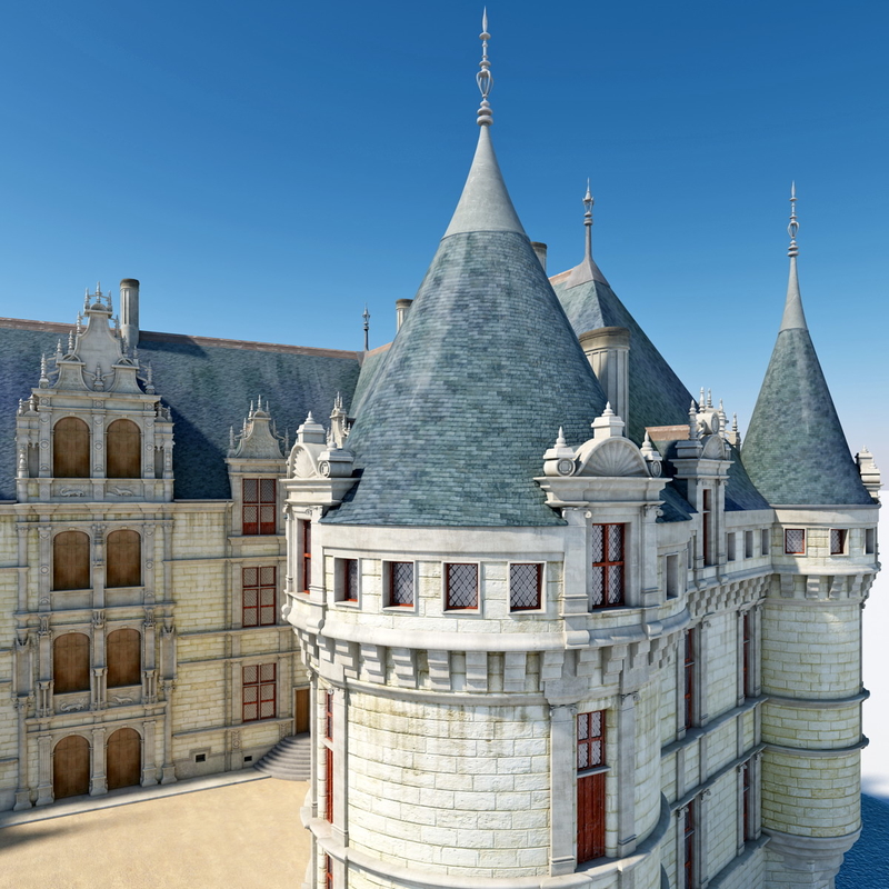 castle azay le rideau 3d model