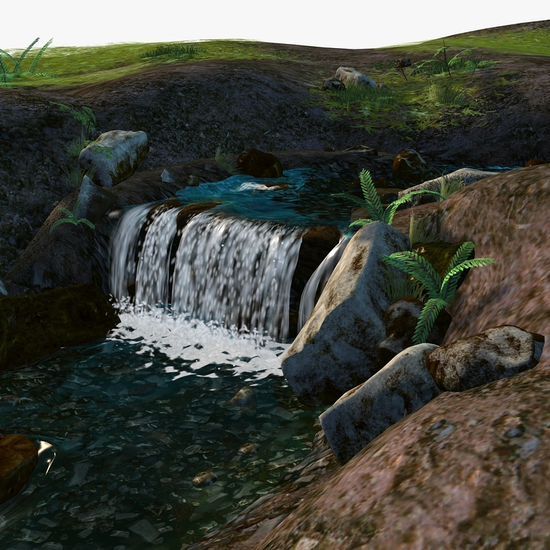 stream water animation 3d max