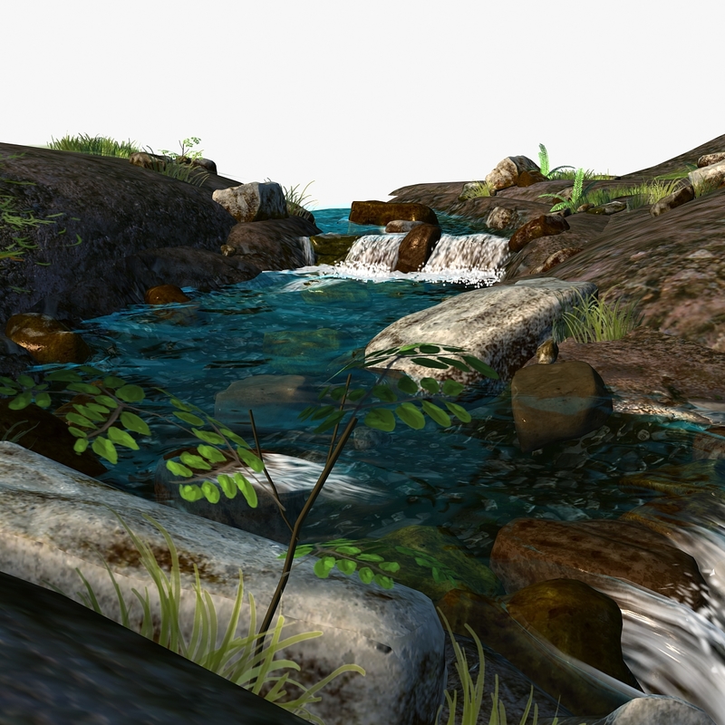 stream water animation 3d max