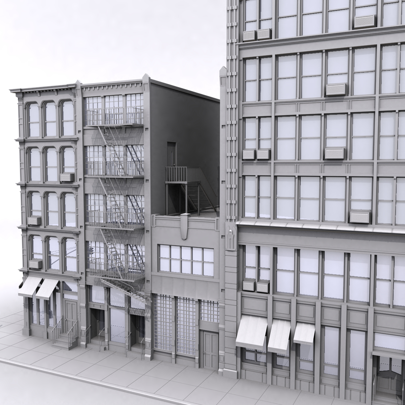 3d model city block