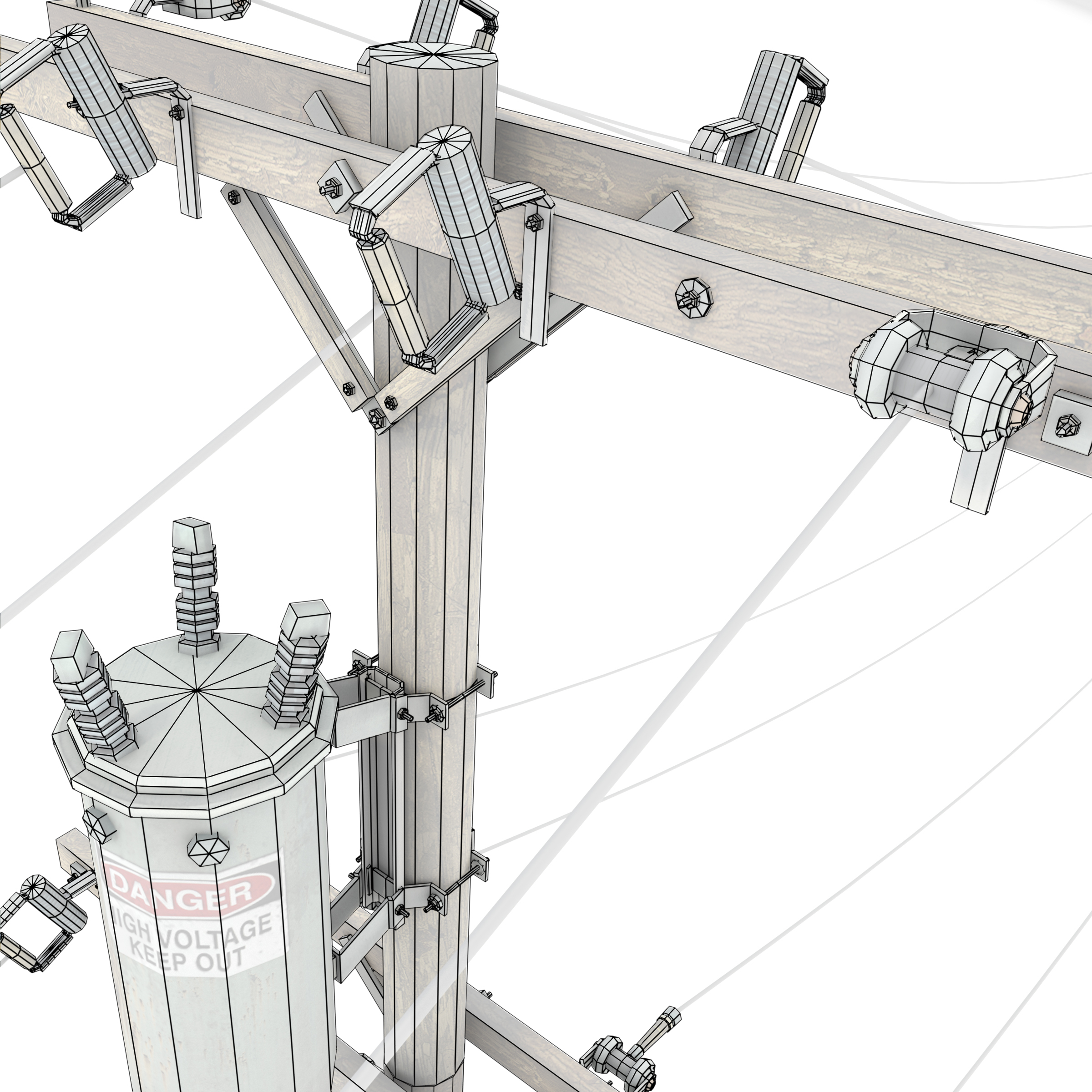utility pole 3d model