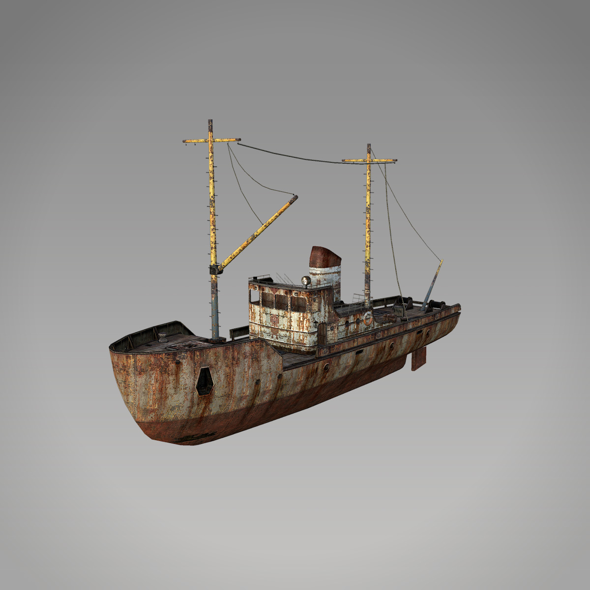 rusty fishing boat 3d model