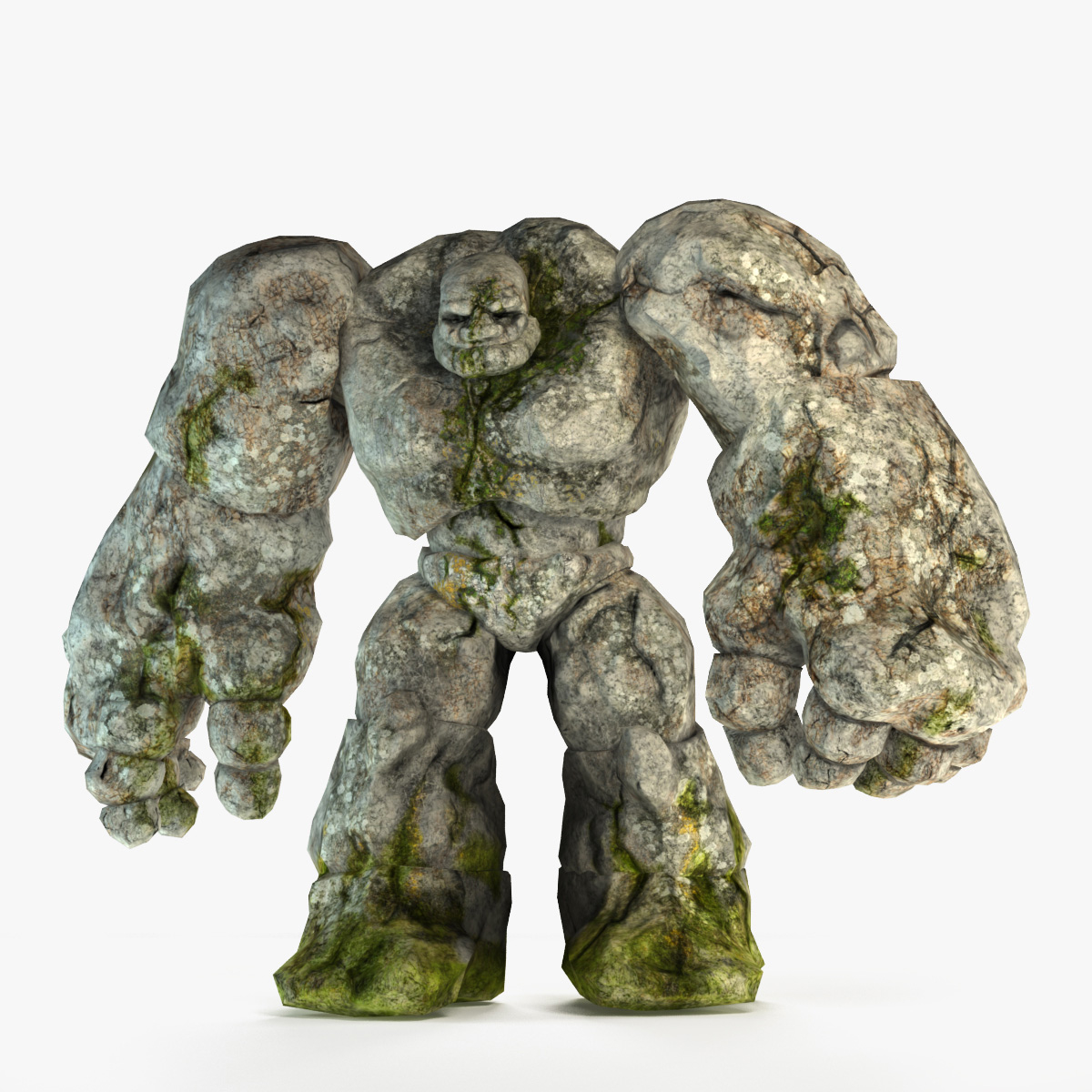 3d golem character rocks model