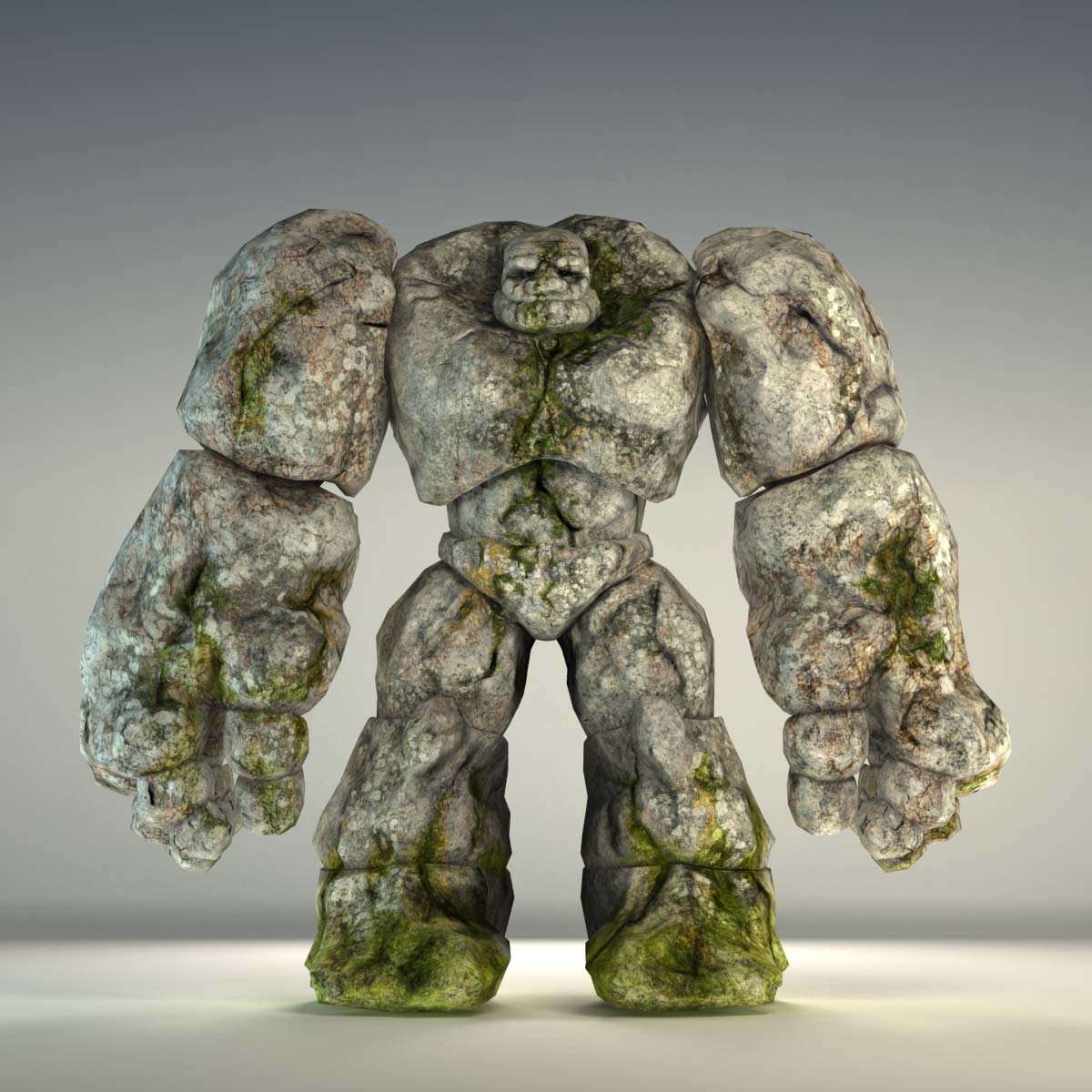 3d golem character rocks model